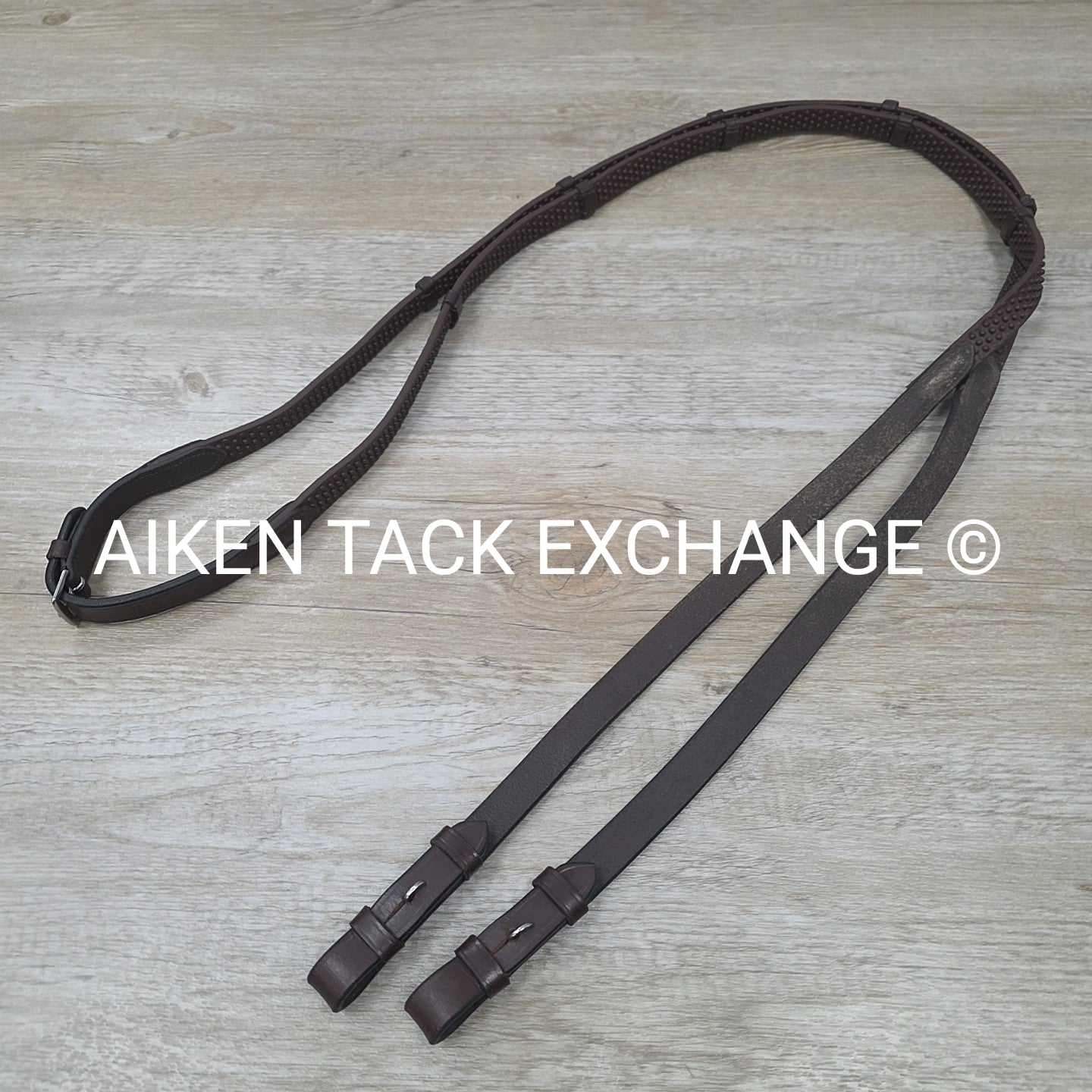 KL Select Black Oak Pebble Grip Reins with Hand Stops, Brown, 54 ...